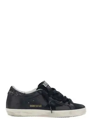 GOLDEN GOOSE Super-star Nappa Leather Sneakers With Glitter Heel - Black