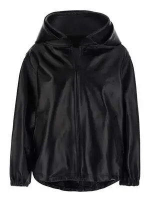 Balenciaga Smooth Leather Relaxed Hoodie