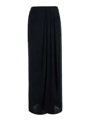 MAISON MARGIELA Black Midi Skirt In Silk And Acetate For - Multicolor