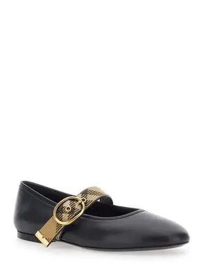 Burberry Ballet Flats With Strap And Buckle - Multicolor
