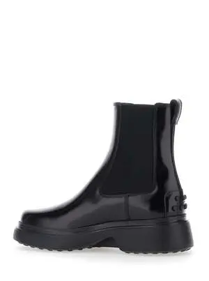 TOD'S Leather Blend Ankle Boots With Side Elastic Inserts