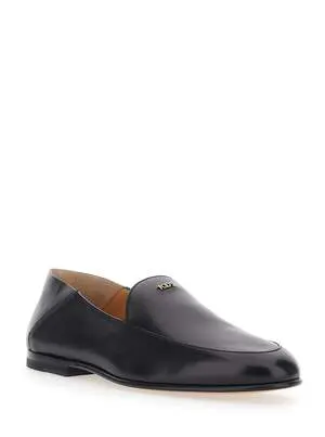 TOD'S Smooth Leather Loafers With Logo Plate - Multicolor