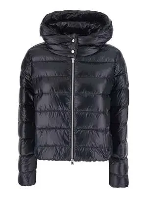 Herno HERNO Short Down Jacket With Hood And Metal Plate Black