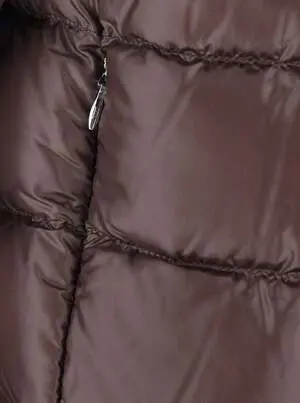 Herno Short Down Jacket With Hood And Metal Plate - Brown