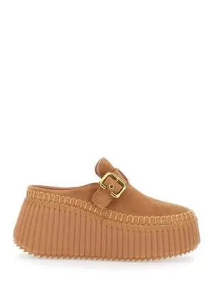 Chloé Suede Wedge Mules With Adjustable Buckle Strap - Multicolor