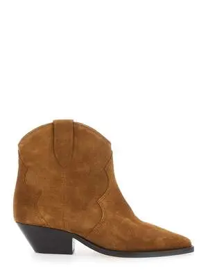 Isabel Marant Étoile Suede Ankle Boots With Mid Heel - Brown