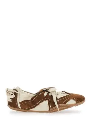 Acne Studios Beige Sneakers With Logo Patch On The Tongue And Decorative Laces On The Back In Suede For - Multicolor