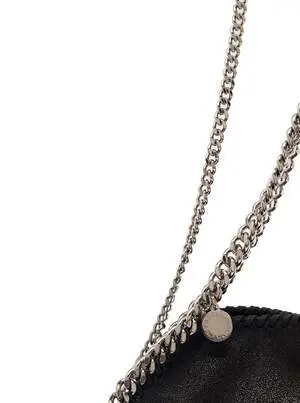 Stella McCartney Mini Tote Bag With Charm In Black Eculeather And Silver Hardware - Multicolor