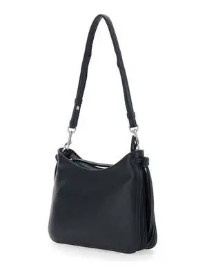Phoebe Philo Black Leather Shoulder Bag With Logo Print And Removable Strap - Multicolor