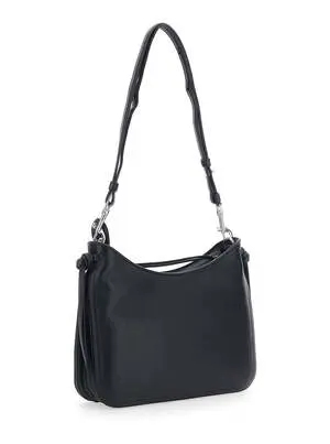 Phoebe Philo Black Leather Shoulder Bag With Logo Print And Removable Strap - Multicolor