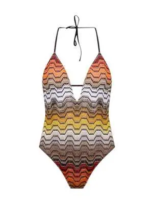 Missoni Halter Neck Zigzag Pattern Swimsuit - Multicolor