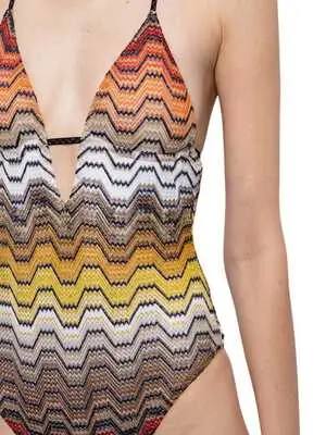 Missoni Halter Neck Zigzag Pattern Swimsuit - Multicolor