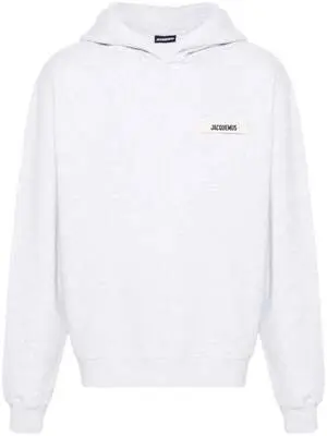 Jacquemus Grosgrain Logo-appliqué Hoodie - Gray