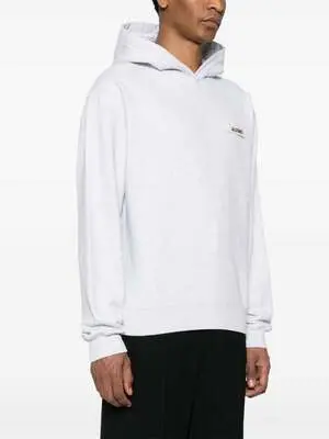 Jacquemus Grosgrain Logo-appliqué Hoodie - Gray