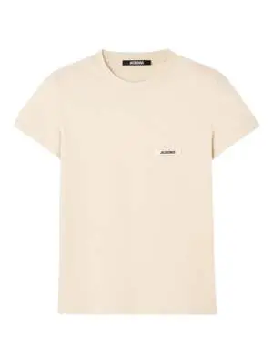 Jacquemus Cotton T-shirt With Logo Applique - Brown