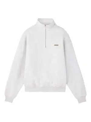 Jacquemus Half-zip Embroidered Logo Sweatshirt - Gray