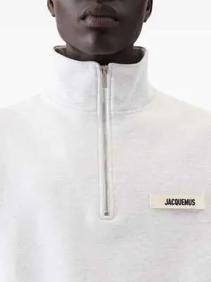 Jacquemus Half-zip Embroidered Logo Sweatshirt - Gray