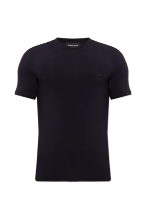 Giorgio Armani T-shirt With Embroidered Logo - Navy Blue