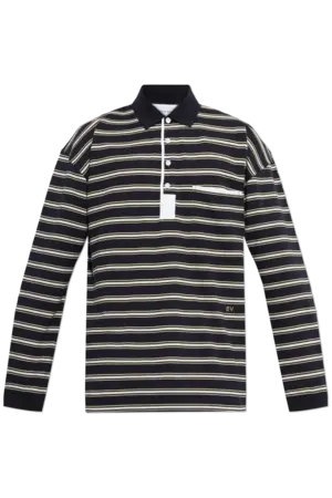 Bottega Veneta Striped Polo - Black