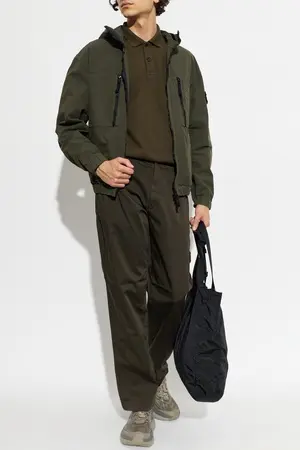 Stone Island Zip-up Hooded Jacket With Logo Patch