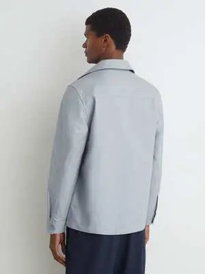 REISS Yorker Cotton-twill Four-pocket Overshirt - Soft Blue