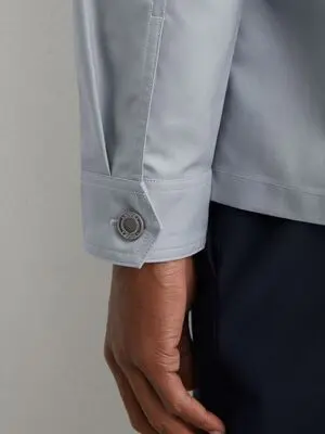REISS Yorker Cotton-twill Four-pocket Overshirt - Soft Blue
