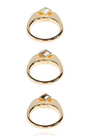 JIMMY CHOO Set Of Three Geometric Rings With Crystal Motifs