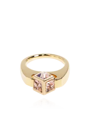 JIMMY CHOO Set Of Three Geometric Rings With Crystal Motifs