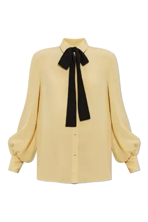 Valentino Garavani Silk Shirt With A Scarf - Yellow