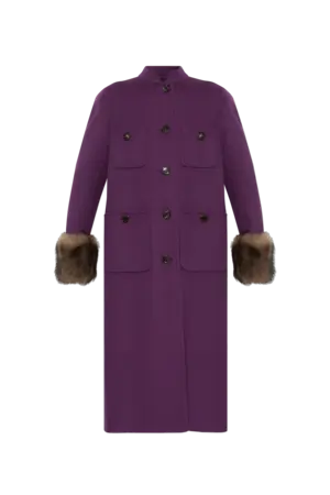 Valentino Garavani Coat With Fur Cuffs - Purple