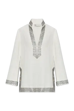 Tory Burch Tunic With Shimmering Crystals - White