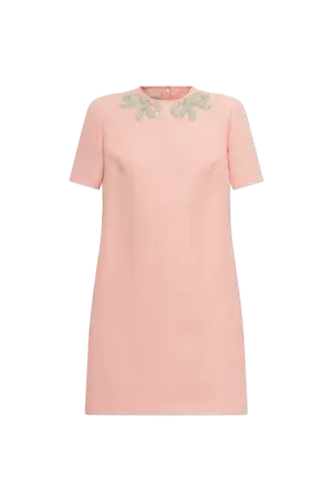 Valentino Garavani Dress With Shimmering Embellishments At The Neckline - Pink