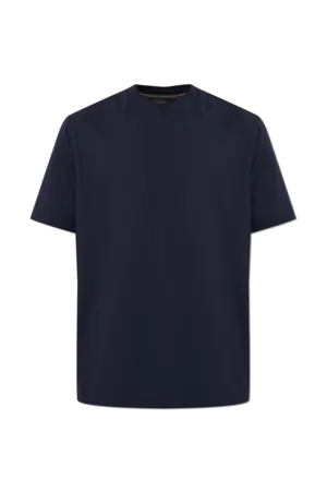 Brioni Cotton T-shirt With Logo - Navy Blue