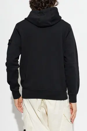 Stone Island Full Zip Hoodie With Logo Patch