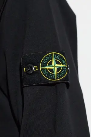 Stone Island Full Zip Hoodie With Logo Patch