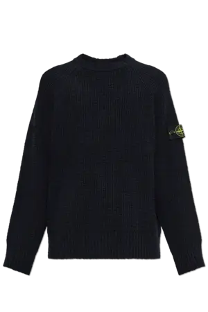 Stone Island Sweater With Logo Patch - Navy Blue