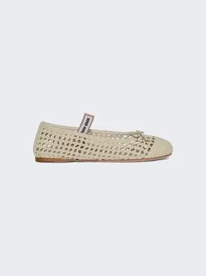 Miu Miu Woven Nappa Ballerinas - White