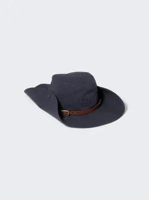 Miu Miu Drill Cowboy Hat Hematite Blue