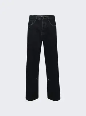 NAHMIAS Destroyed Denim Track Pant Dark Wash Indigo