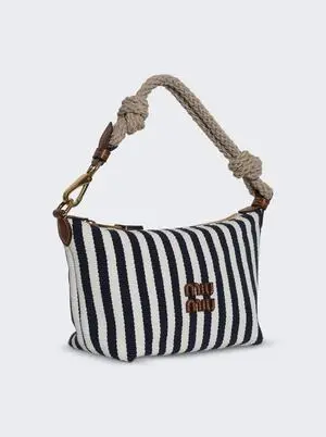 Miu Miu Striped Cotton And Leather Pouch Bag