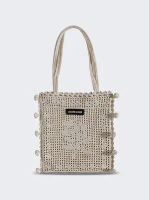 Miu Miu Crochet Cotton Handbag Chalk White