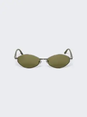 Jacquemus Sirocco Sunglasses Silver And Khaki - Green