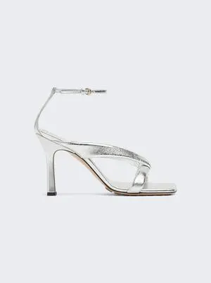 Bottega Veneta Riva Ankle Strap Sandal - Silver