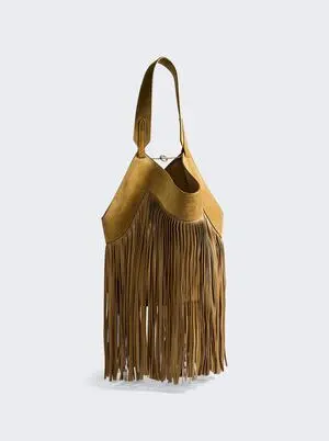 Khaite Small Lotus Fringe Tote Mud Suede