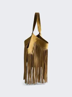 Khaite Small Lotus Fringe Tote Mud Suede