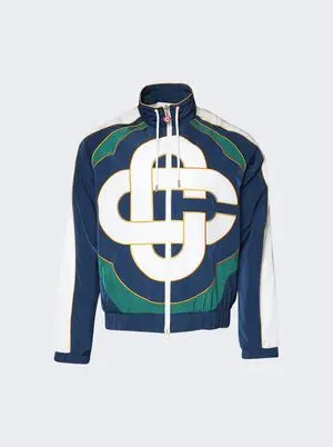 Casablanca Cc Applique Colourblock Windbreaker Jacket Navy And Green