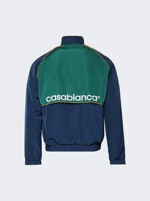 Casablanca Cc Applique Colourblock Windbreaker Jacket Navy And Green