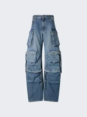 Attico Cargo Jeans Washed - Blue