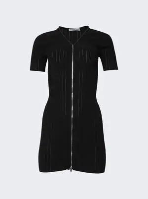 Alexander Wang V-neck Pointelle Zip Mini Dress - Black