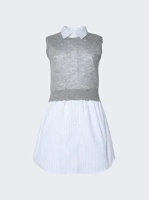 Alexander Wang Layered Sleeveless Shirt Dress With Sheer Sweater - Grey
